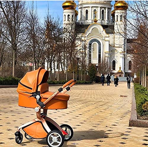 Hot Mom Baby Stroller Baby Carriage with Adjustable Seat Height Angle and Four-Wheel Shock Absorption,Variable Seat,High Landscape and Fashional Pram Stroller 2023 (F22 Brown)