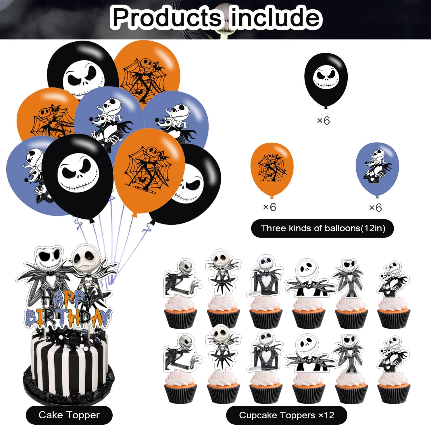 ๐๐ช๐ฌ๐ด ๐ข๐ด๐ฎ๐ต๐ต๐ฒ๐ท๐ฐ๐ฝ๐ธ๐ท Party Decorations,Birthday Supplies For Halloween ๐๐ช๐ฌ๐ด ๐ข๐ด๐ฎ๐ต๐ต๐ฒ๐ท๐ฐ๐ฝ๐ธ๐ท Includes Banner - Cake Topper 12 Cupcake Toppers 18 Balloons