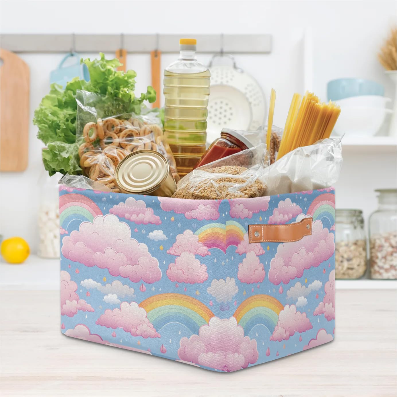 SinSenMa Tie Dye Storage Baskets with Handles, Abstract Swirl Foldable Cubes Storage Box Bin,Waterproof Open Shelf Basket Organizer Gift Baskets for Toy Clothes Bedroom Nursery Home Decorative