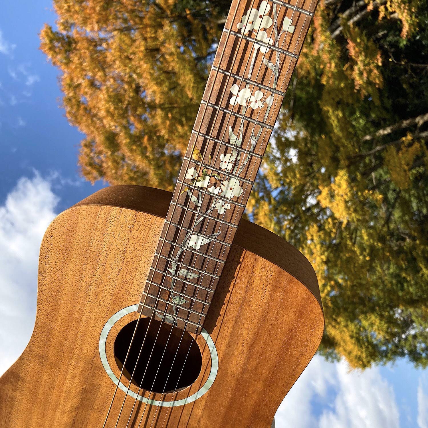 Inlay Sticker Fret Markers for Guitars - Tree of Life w/Hummingbird, FT-055TL-HM