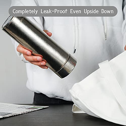 Tajavl 18oz Titanium Tea Tumbler with Filter, Double Walled Vacuum Insulated Travel Mug with Infuser Strainer, Leakproof thermos Water Bottle for Tea Coffee Beverages