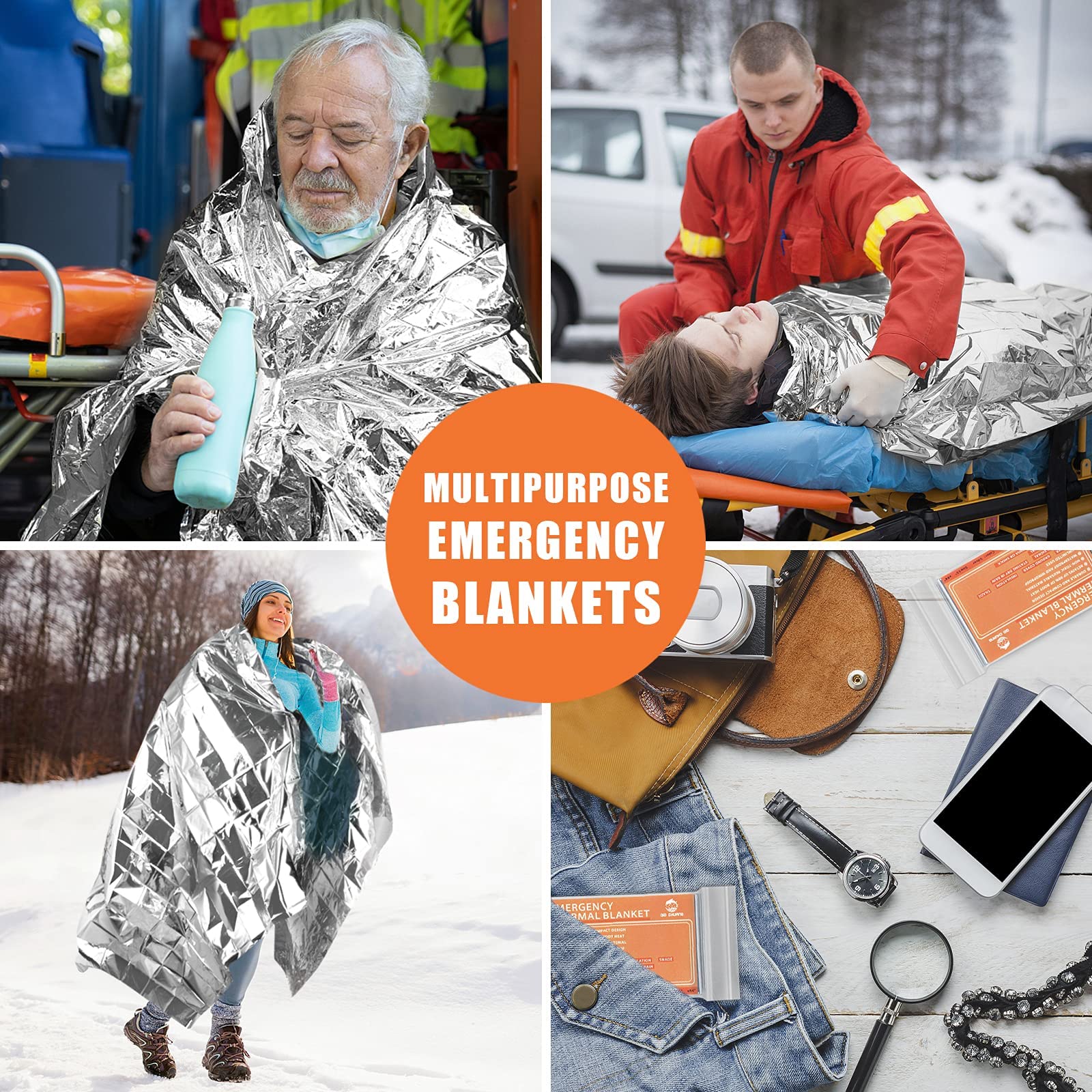 QIO CHUANG Emergency Mylar Thermal Blankets -Space Blanket Survival kit Camping Blanket (4-Pack). Perfect for Outdoors, Hiking, Survival, Bug Out Bag ,Marathons or First Aid 1