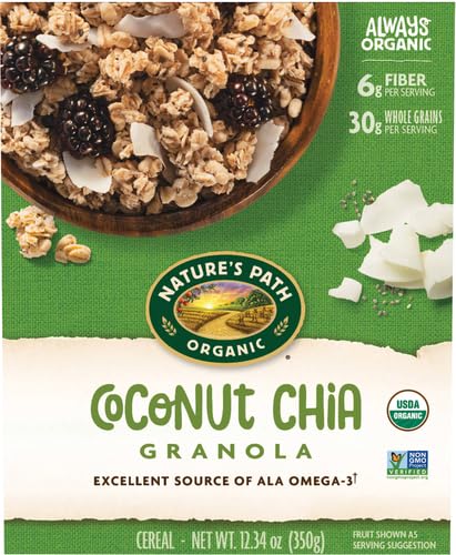 Nature's Path Organic Coconut Chia Granola, 12.34 Ounce, Non-GMO, 30g Whole Grains, with Omega-3 Rich Chia Seeds