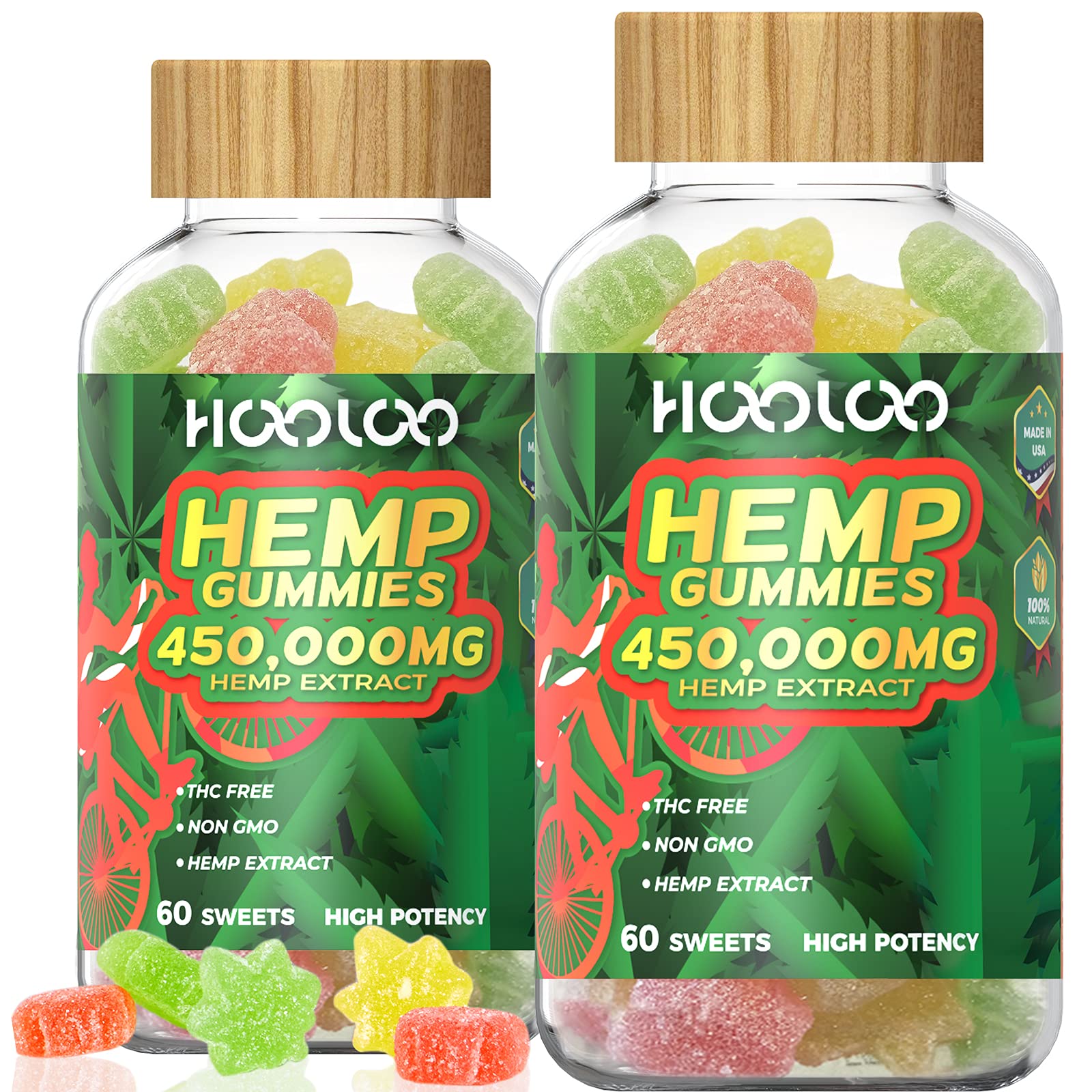 Hemp Gummies 100,000mg for Deep Sound Bedtime Support and Discomfort Relief, Fruity Hemp Gummy Infused Omega 3, Vitamins, Made in USA