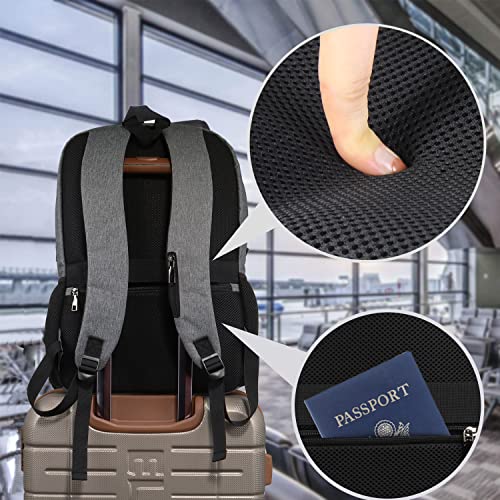 TITILT Laptop Backpack for Men Women, Travel Business Backpack with USB Charging Port and Anti Theft Pocket, Fits 17 Inch Laptop,Grey