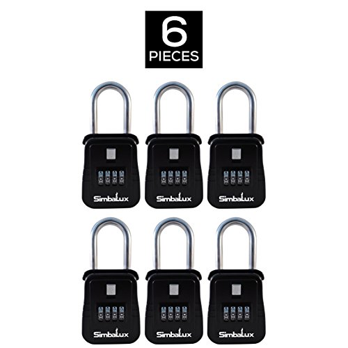 SimbaLux Combo Realtor Lockbox Quality 4 Digit Numeric Combination Real Estate Lock Box, 6-Pack