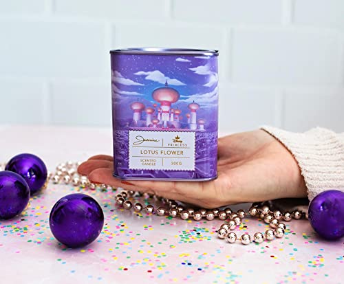 Ukonic Disney Princess Home Collection Jasmine 11-Ounce Scented Tea Tin Candle with Water Lily Aromatic Fragrance | 28-Hour Burn Time | Home Decor Housewarming Essentials, and Collectibles