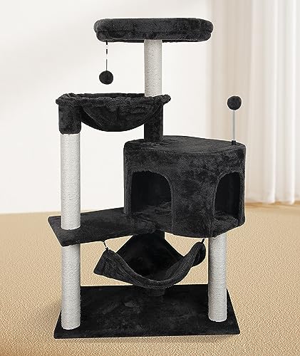 YUNIQUE Newest Cat Tree with Cat Condo and Big Hammock,Darkgrey