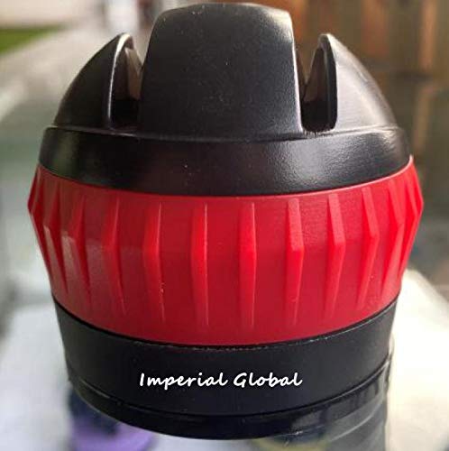 Imperial Global Ltd. Knife Sharpener β Upgraded 2 Stage Kitchen Knife Sharpener with Tungsten & Ceramic Blades with Suction Base β Knives Sharpening Tool for Home & Professional Use (Black & Red)