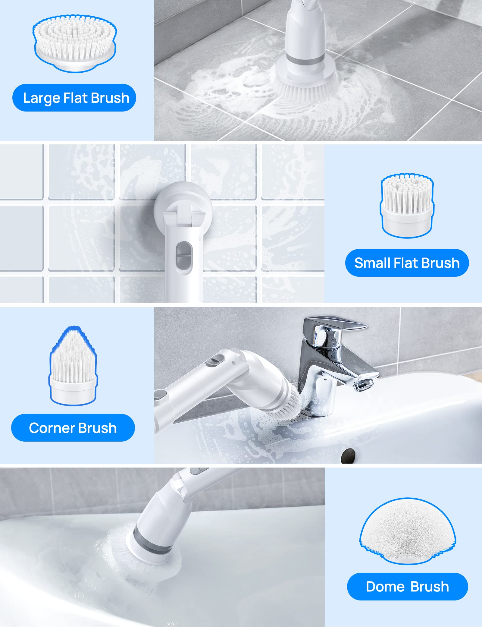 Spin Brush Heads Replacement for Homyeko Electric Spin Scrubber AES023 (4-Pack)