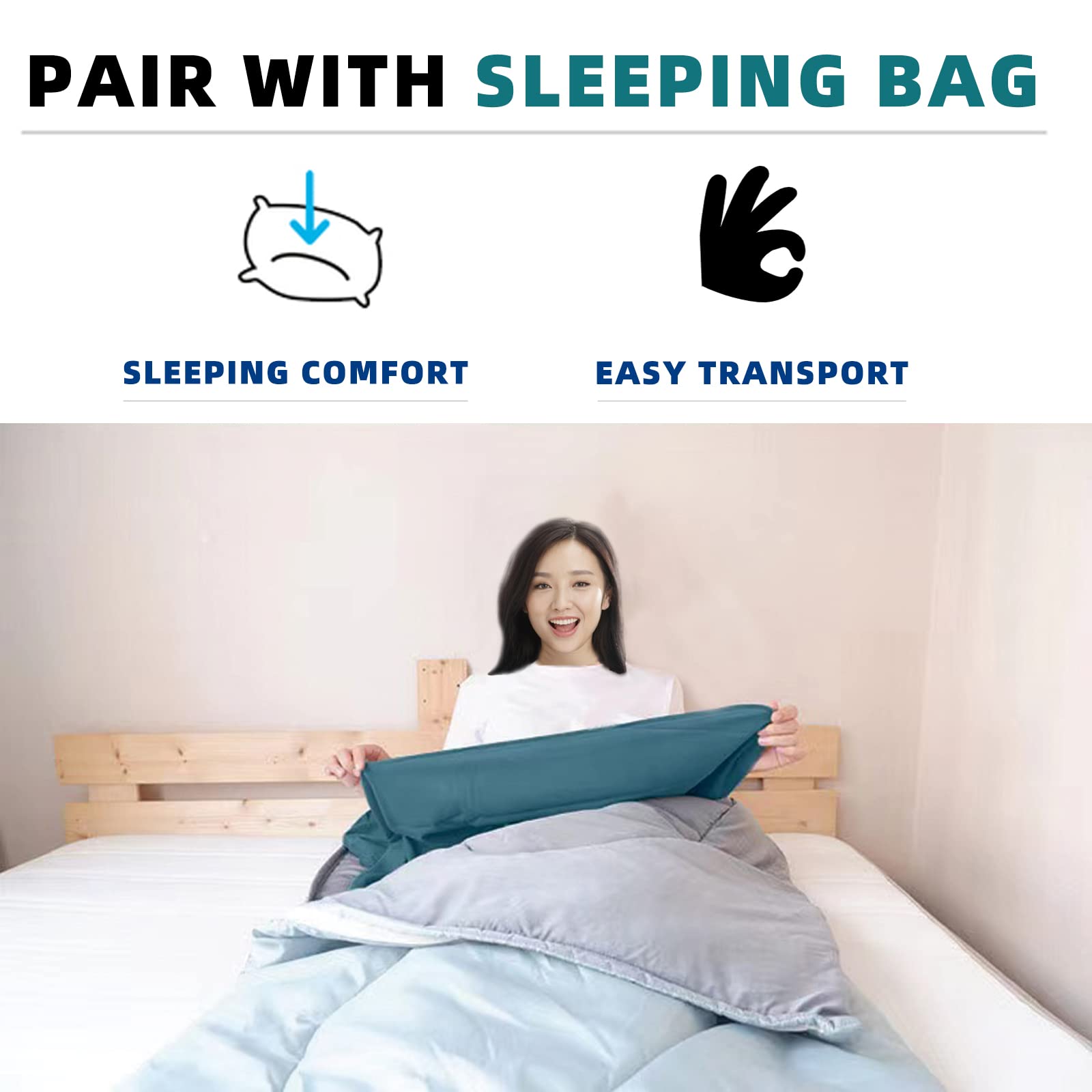 Nejoxma Outdoor Sleeping Bag Liner -Mystic Blue Camping & Travel Sheets & Sack for Adults & Teens Premium Soft Comfy & Easy Care Ultralight & Compact - Ideal for Backpacking Hiking Hotel Traveling