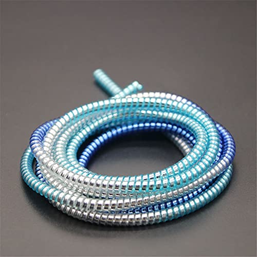 Spiral Cable Protector Sleeve Saver USB Charging Cable Cover Cord Rope Wrap Strain Relief Anti-Fracture Management Winder(Blue Pink Silver)