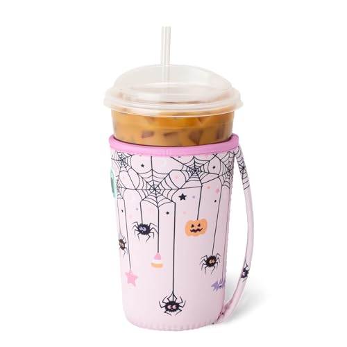Swig Life Iced Cup Coolie, Standard 22oz Iced Coffee Cup Insulator Sleeve with Handle, Neoprene Insulated Cup Coolie Keeps Drinks Cold, Cup Cooler (Sweet And Spooky)