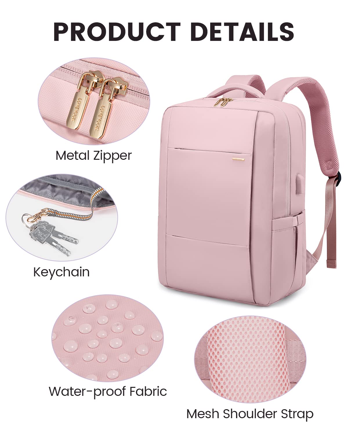 LOVEVOOK Laptop Backpack for Women & Men, Unisex 17 inch Waterproof Travel Backpack, Smart Work Backpack Casual Daypack with USB Charging Port, Computer Backpack for Business