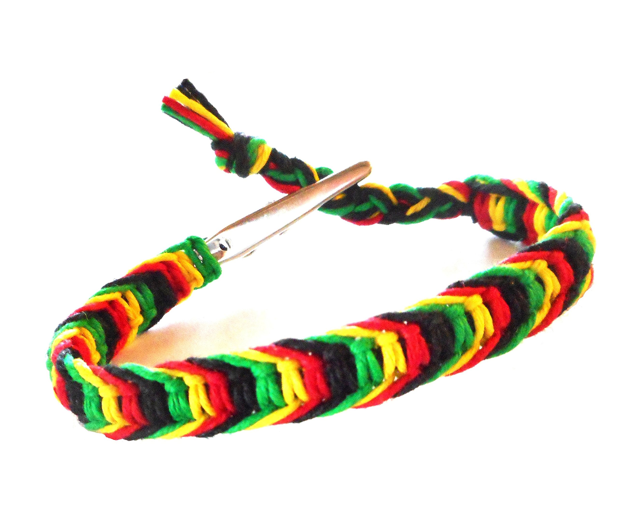 Hempnotic Jewelry Adjustable Rasta Color Alligator Clip Mens or Womens Hemp Bracelet - Handmade