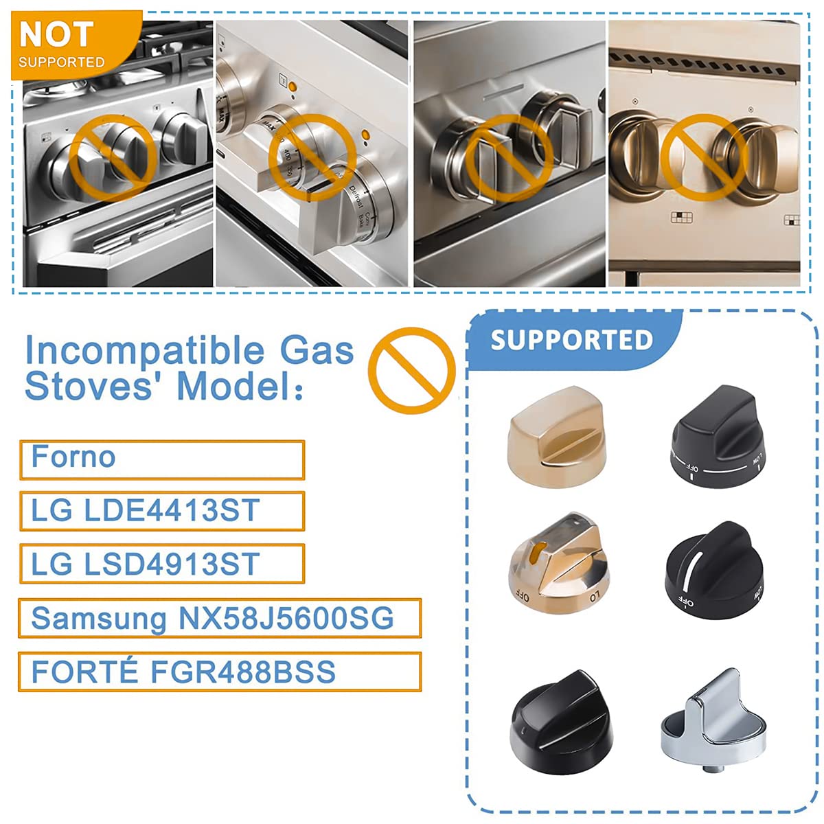 Stove Knob Covers Child Safety - Pack 5 Upgraded Double-Key Locks Gas Stove Knob Covers, Oven Stove Baby Proof Knobs for Gas Range Guard Kitchen Childproof/Kids Proofing, Universal Clear Black