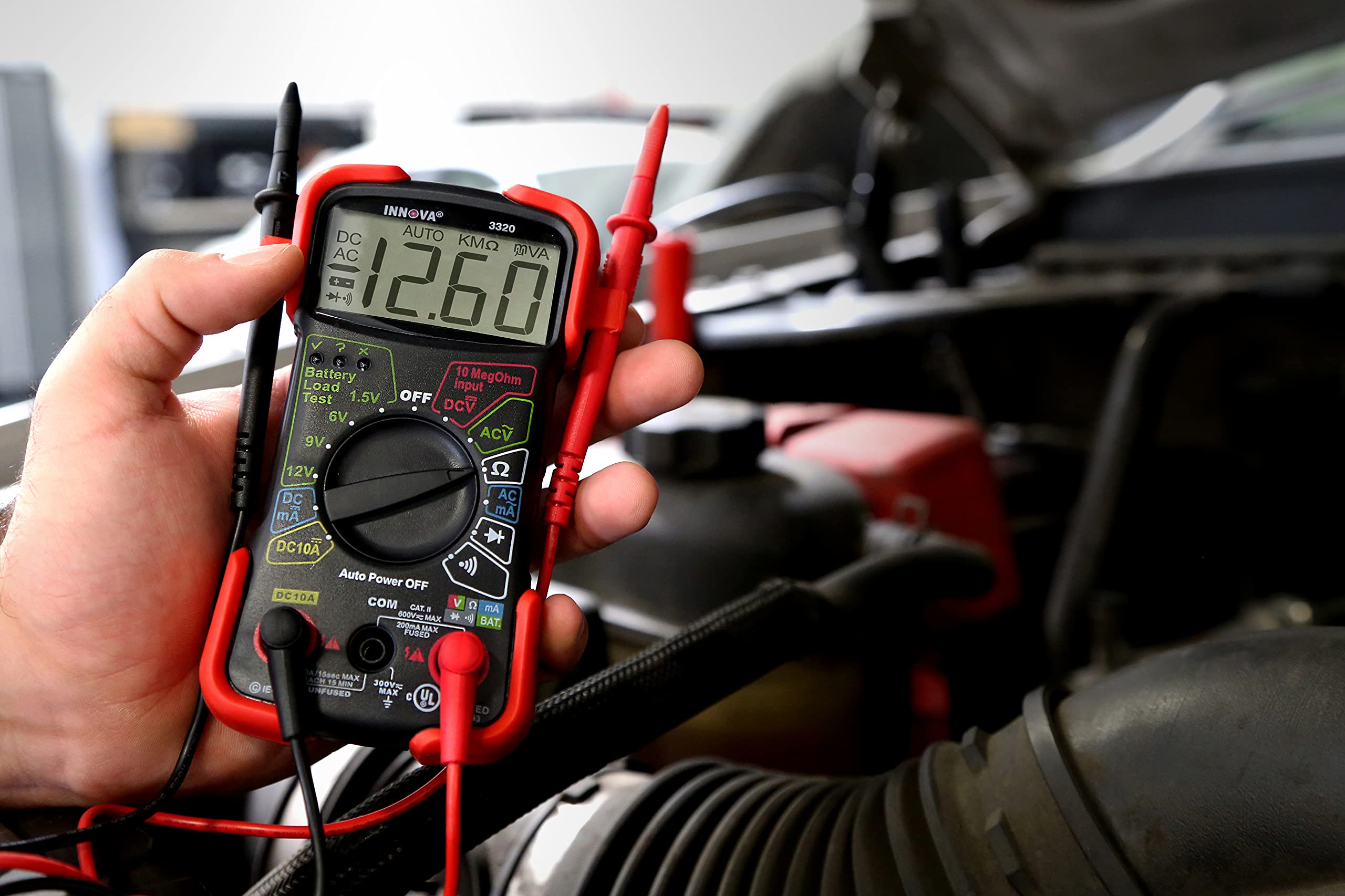 INNOVA 3320 Auto-Ranging Digital Multimeter, Red & Black