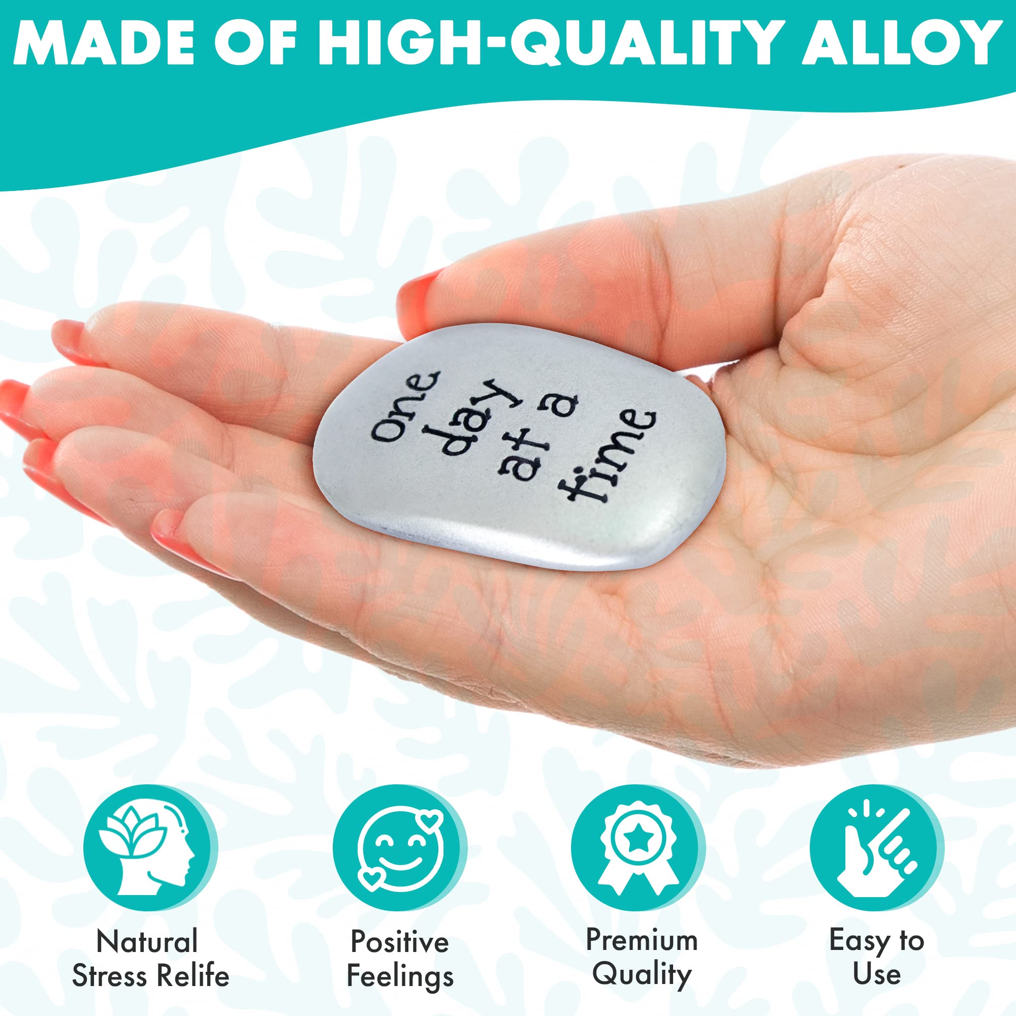 Quadow Thumb Stones ONE Day at A TIME Inspirational Gift Soothing Worry Stone Friend Family Affirmation AA