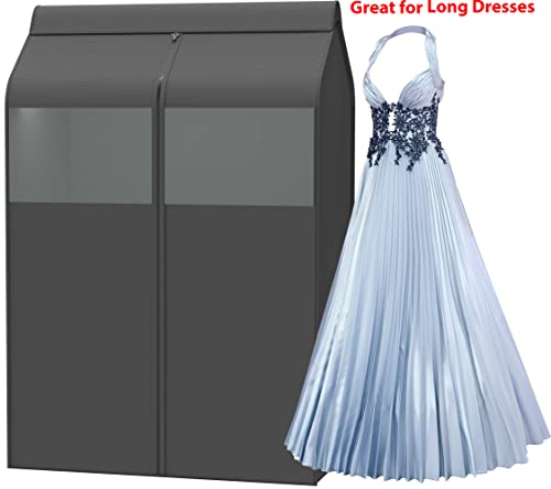 SimpleHouseware Garment Covers for Clothes Rack/Closet/Hanging Clothes, Enclosed Clear Window, Dark Grey