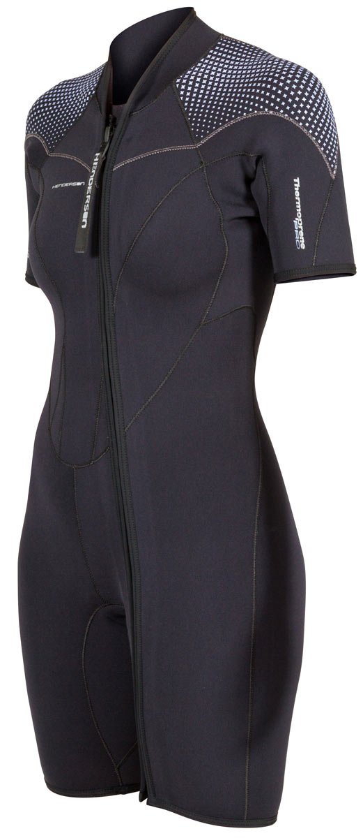 Henderson Women's 3mm Thermoprene Pro Front Zip Shorty Wetsuit, Black/Purple, 6