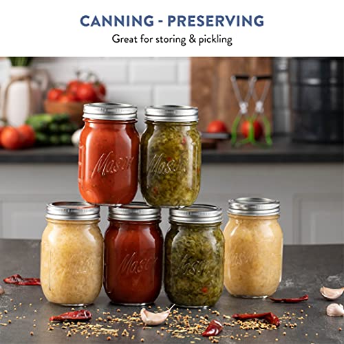 Paksh Novelty Mason Jars - Food Storage Container - 6-Pack - Airtight Container for Pickling, Canning, Candles, Home Decor, Overnight Oats, Fruit Preserves, Jam or Jelly