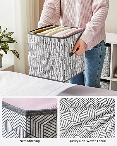 SONGMICS Storage Cubes, Set of 6 Non-Woven Fabric Storage Bins, Cube Drawers for Shelves and Closet Storage, Foldable, for Clothes Toys, Gray with Zigzag Pattern UROB016G01