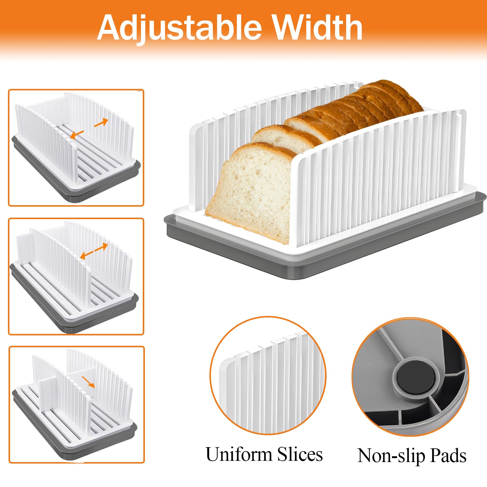 Trez Treamer Adjustable Toast Slicer with Bread Knife - Foldable & Compact Bread Slicing Guide with Crumb Tray, Perfect for Homemade Bread, Bagels, Cakes, and More