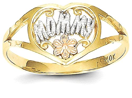 IceCarats 10K Yellow Gold Mommy Heart Love Ring Size 7