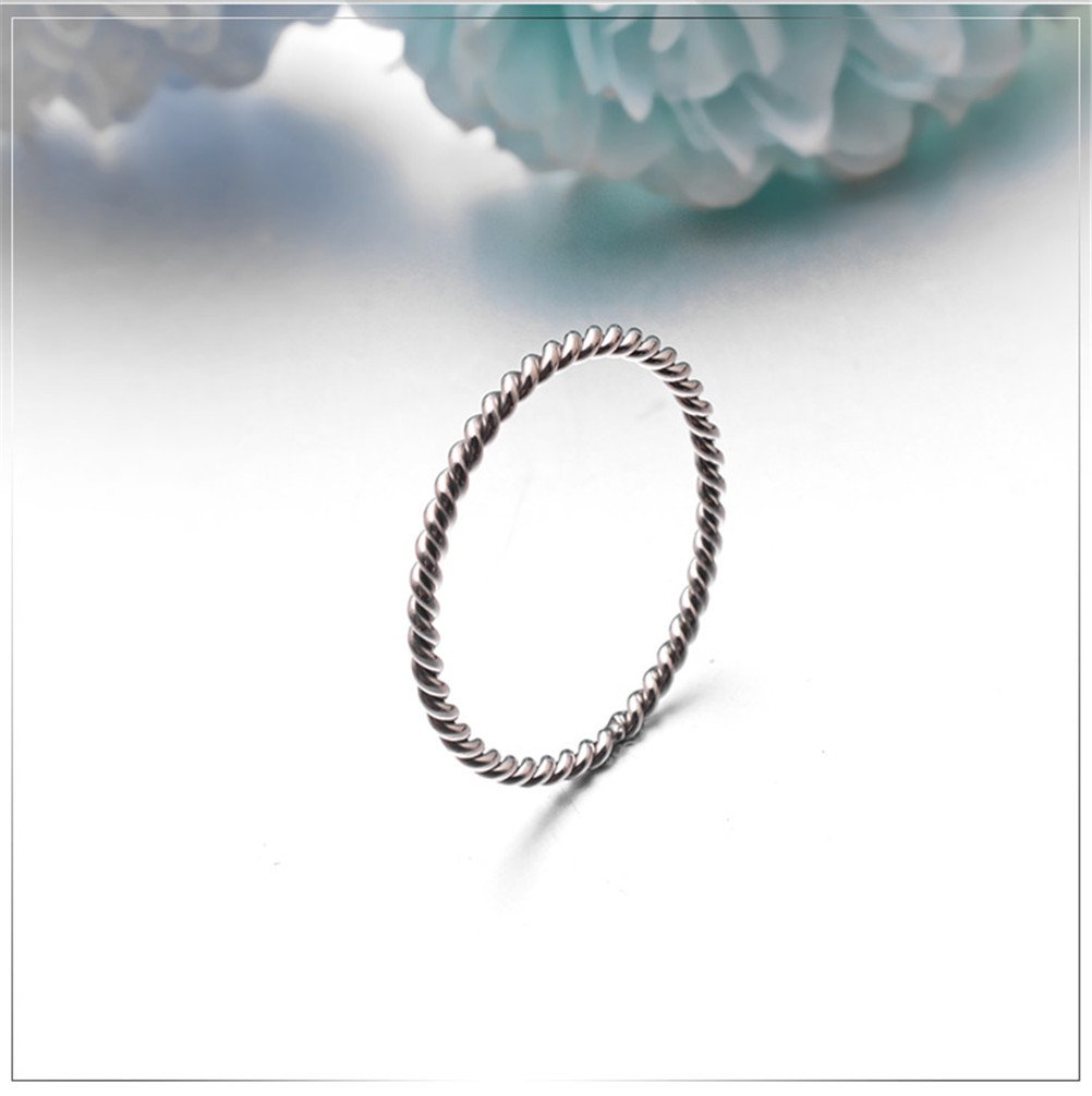 INRENG Women's Stainless Steel 1.1mm Twisted French Rope Thin Wedding Ring Silver Size 8