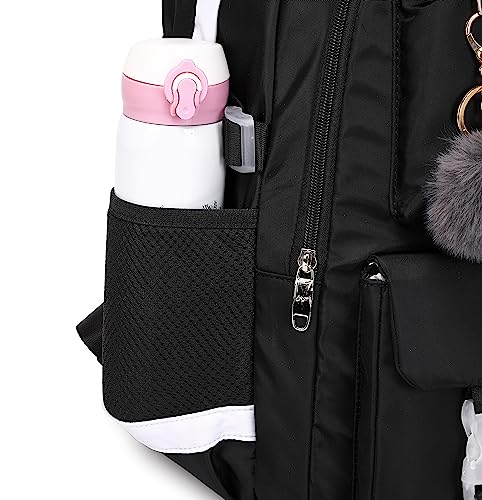Wadirum Cute Laptop Backpack for Girl Fashion College Bag Women Backpack Purse Black