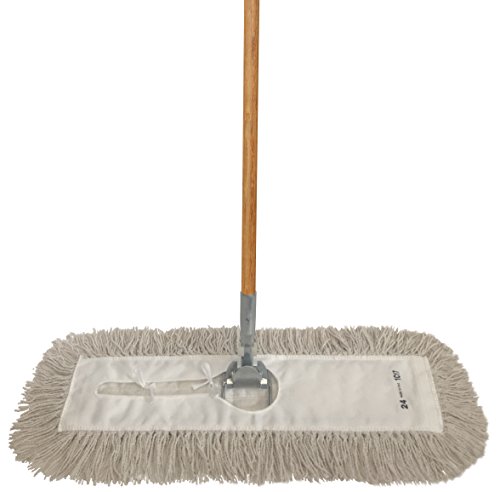 ProGrade Dry Mop Kit with Industrial-Quality Twisted Closed Loop Mop Head - Heavy-Duty Steel Frame, Wood Handle - White 48 Inch