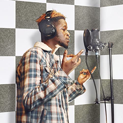 Lagute 12 Pack Self-Adhesive Acoustic Panels Sound Proof Padding, Studio Acoustic Treatment Foam, Soundproofing Square Acoustical wall panel, Sound Absorbing Dampening Panel (12"X12", White)