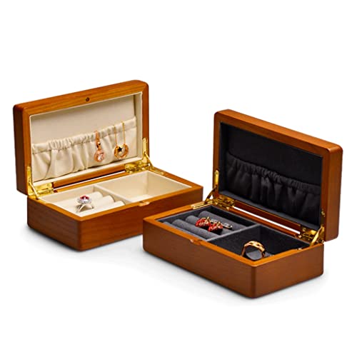 VIBY Solid Wood Jewelry Case For Ring Earrings Bracelet Pendant Necklace Watch Box Jewelry Organizer ( Color : D , Size : 16.5*9.5*5.5cm )