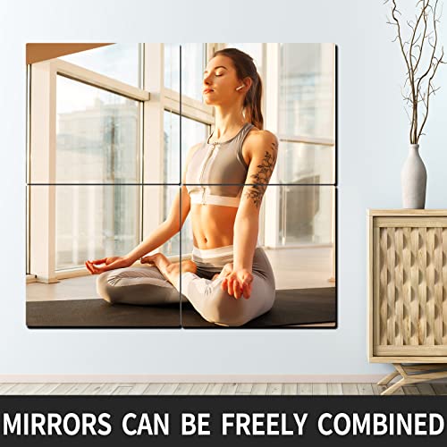 Unbreakable Acrylic Mirror Non-Glass shatterproof Mirror Full Length Wall Gym for Home Mirror Frameless Home Fitness Mirrors (4pcs,12 in x12 in ), Silver