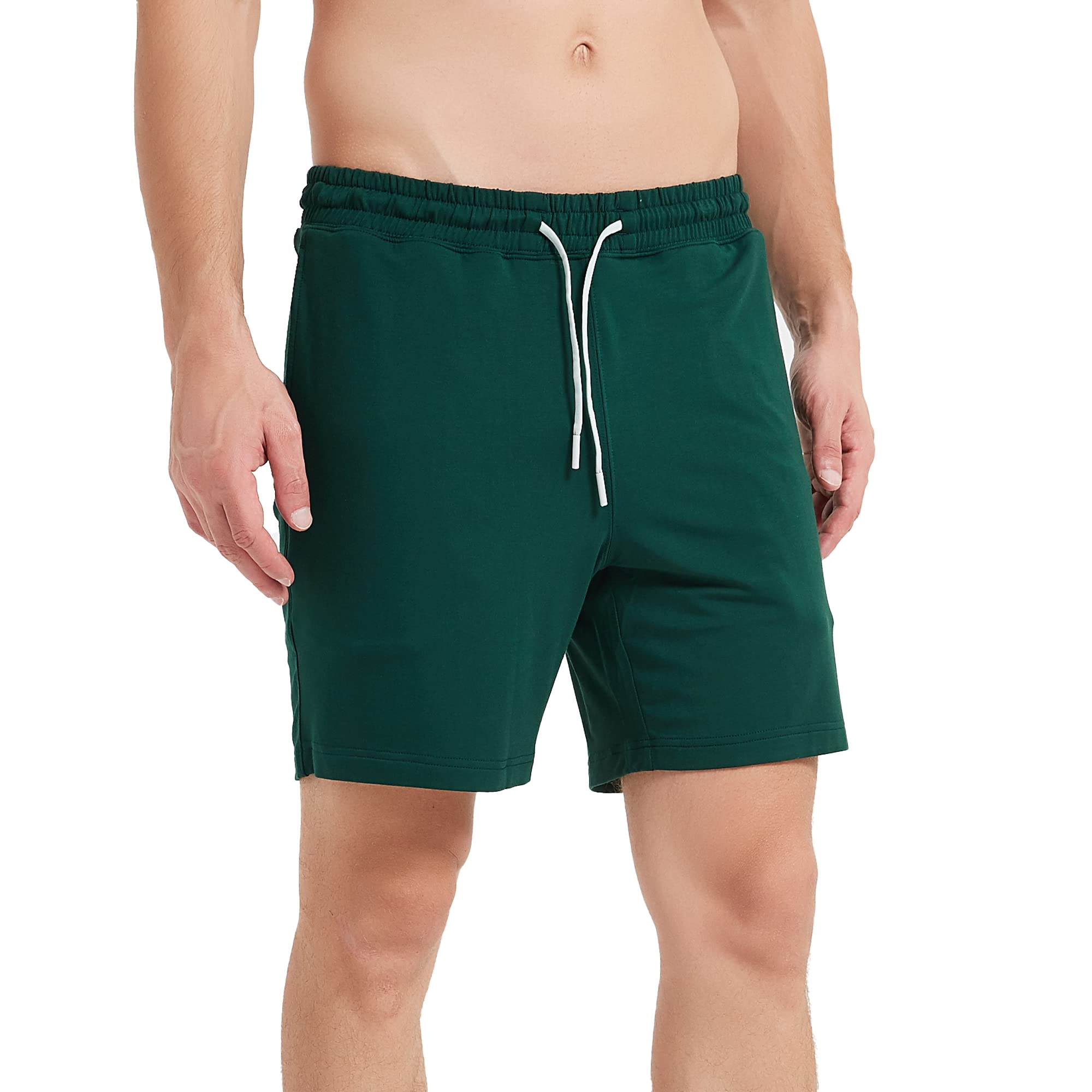 netdraw Men's Ultra Soft Bamboo Viscose Sweat Shorts 7'' Athletic Gym Jogger Workout Shorts with Pockets(Pine, Medium)