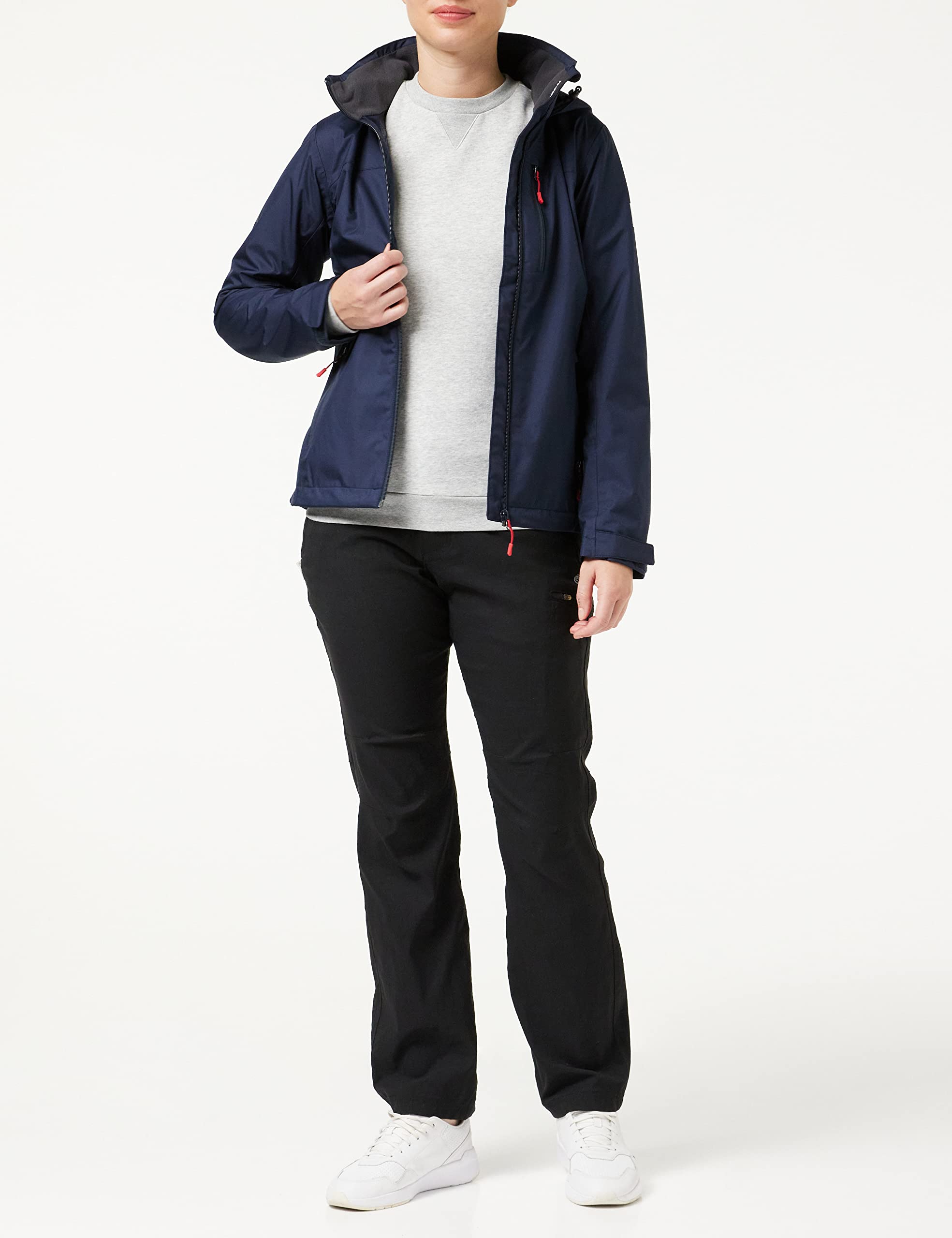 Helly Hansen Women's Crew Hooded Waterproof Windproof Breathable Rain Jacket, 598 Navy, Medium