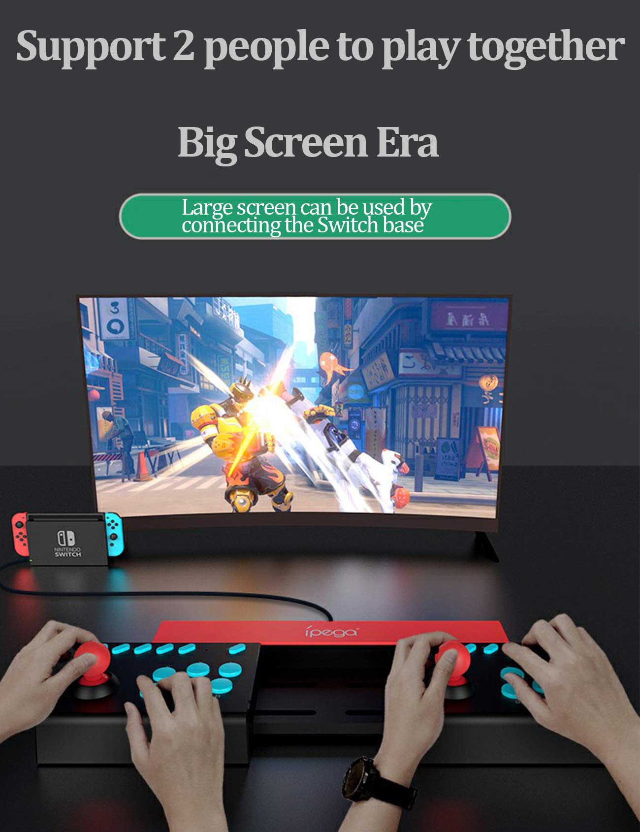 ipega PG-SW002 N-Switch Host Dual Joystick Game Console, Arcade Joystick Gamepad Controller Compatible with N-Switch & Switch Lite, Plug and Play (Such as Mario Series, Street Fighter 2, Fast RMX Etc)