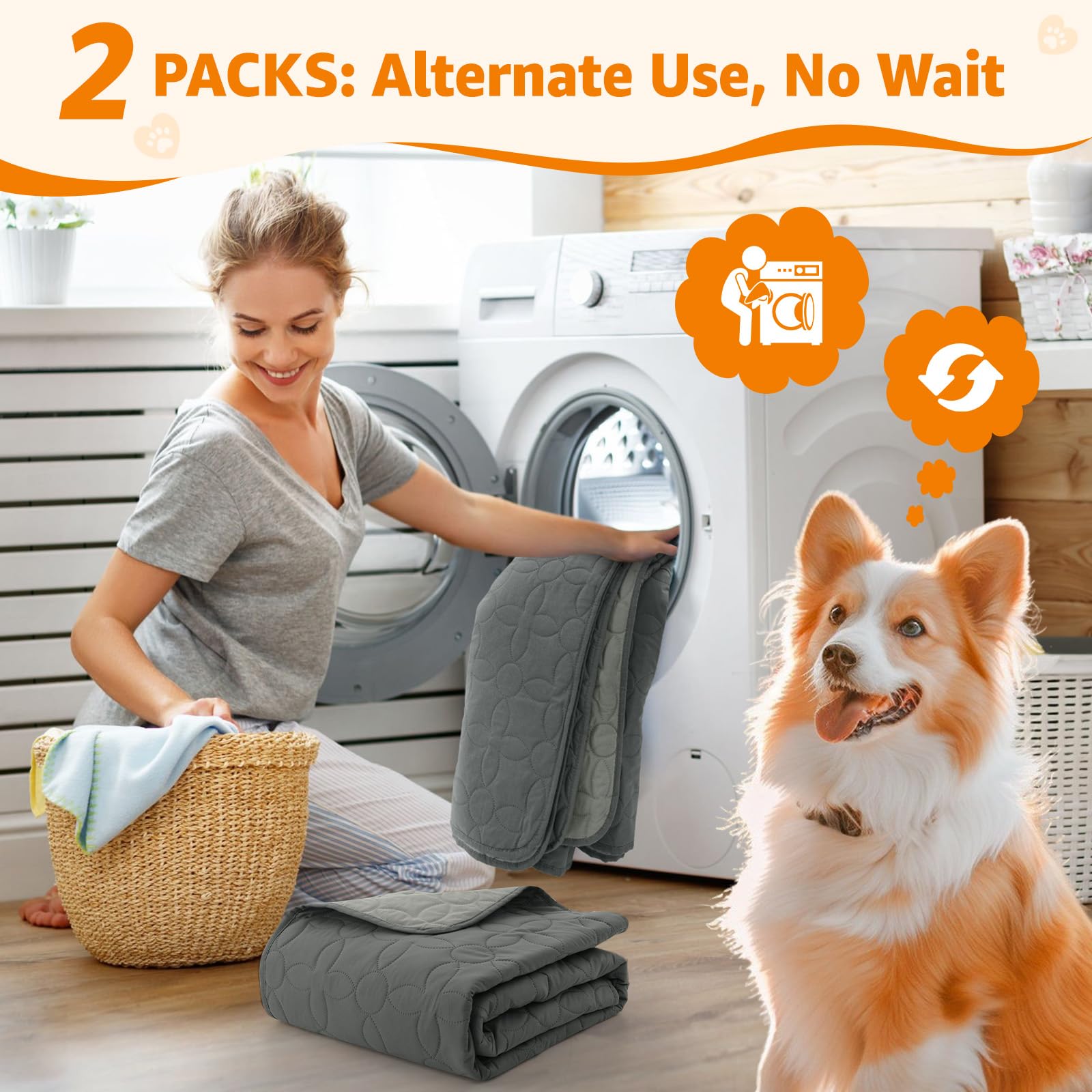 Waterproof Blanket Couch Cover for Dogs - Washable Soft Pet Blanket for Furniture Bed Couch Sofa Covers Protector Reversible Blankets for Kids Dog Cat (Dark Gray+Light Gray,82'' x 120'',2 Pack)
