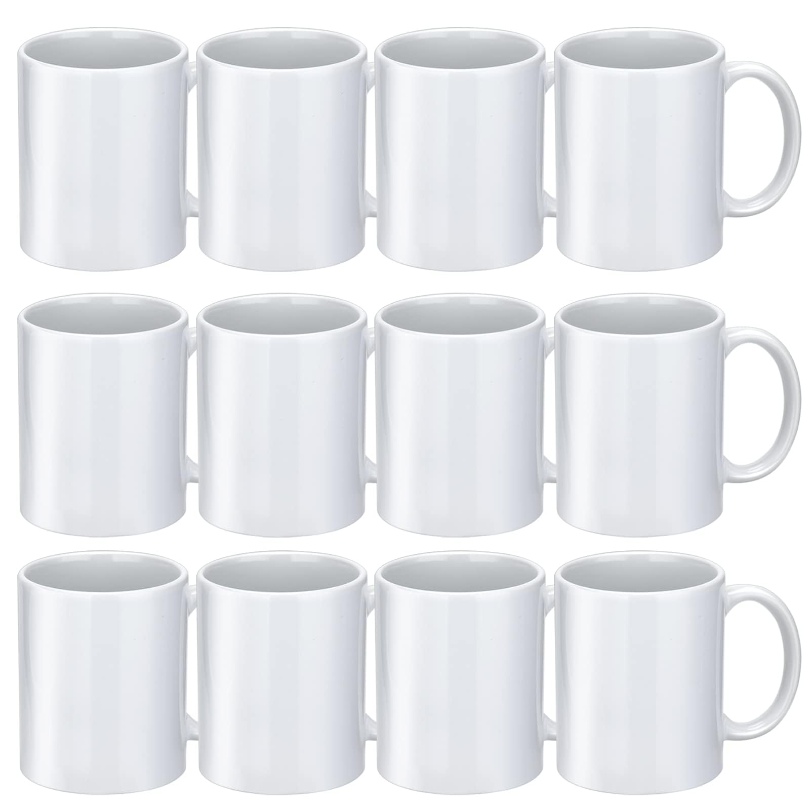 Miucoguier Sublimation Mugs 12 oz - Set of 12 Bulk Sublimation Mugs Blank Tazas Para Sublimacion White Ceramic Cups White Coated Ceramic Mug for Coffee Soup Tea Milk Latte Hot Cocoa