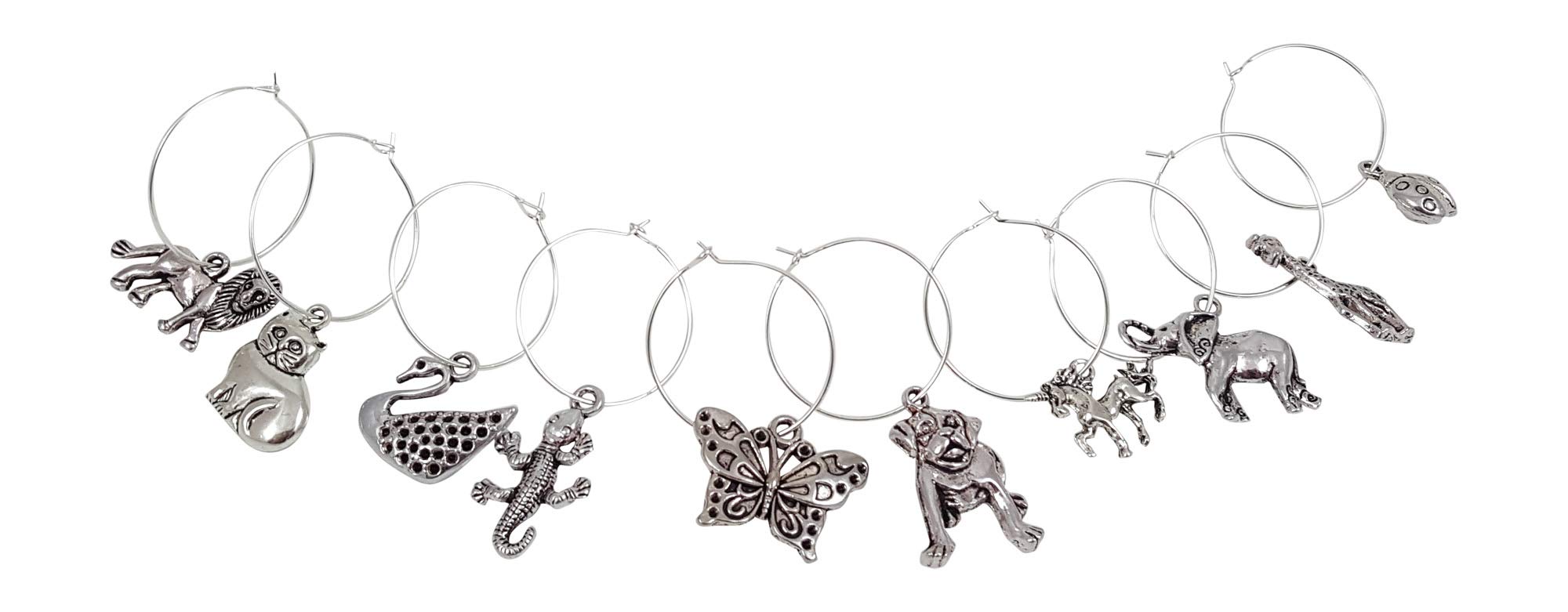Palm City Products 10 Piece Animal Themed Wine Charm Set