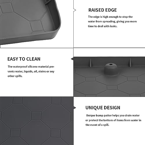 Under Sink Mat,34"X22" Under Sink Mat For Kitchen,Silicone Under Sink Liner,Wa-terproof Kitchen Cabinet Tray,Kitchen Bathroom Cabinet Mat And Protector For Drips Leaks Spills(size:33.86 x 22.05inch)