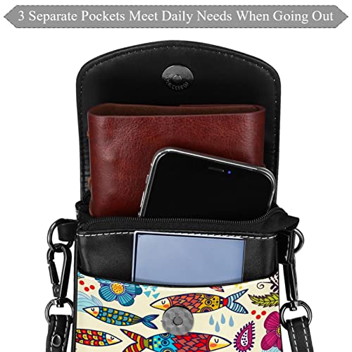 Small Crossbody Bag Color Fish Cell Phone Purse Wallet