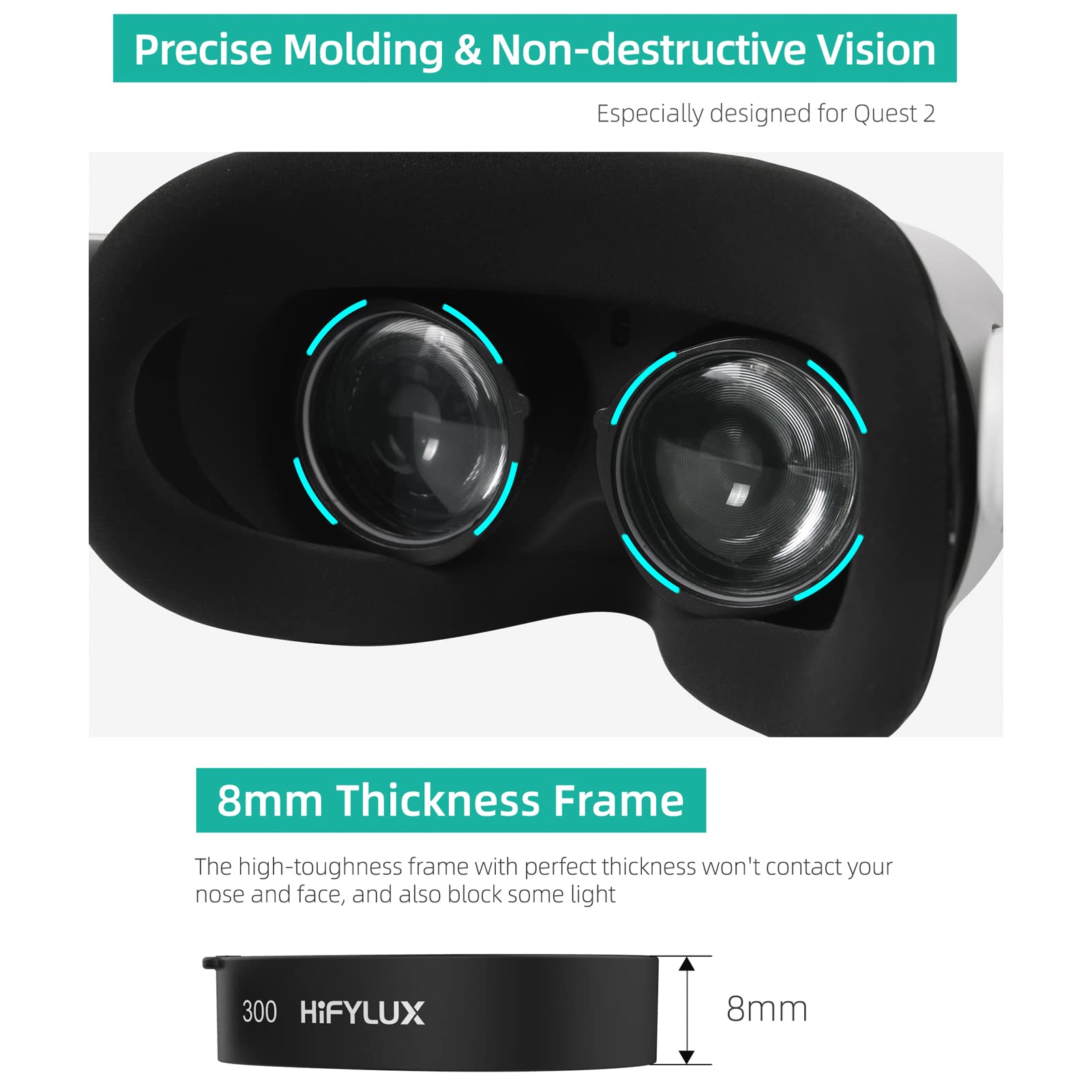 Myopia Glasses Lens Compatible with Oculus Quest 2 VR Headset accessories , customized Frame Plus Protecting Lens Combination 1 Pair (- 1.00)