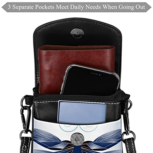 Small Crossbody Bag Blue Dragonfly Cell Phone Purse Wallet
