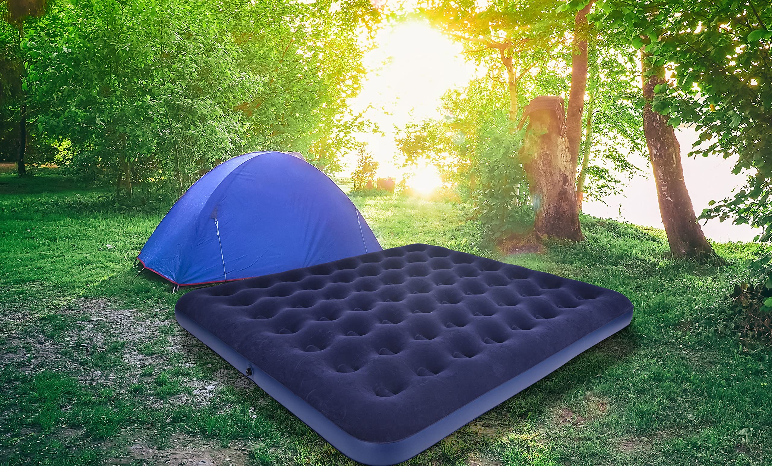Jilong King Size CB - maxi double air bed, extra wide, velour reclining area, 203x183x22cm