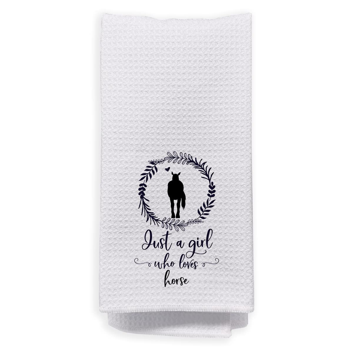 NEGIGA Just A Girl Who Loves Horses Dish Cloths Towels 24x16 Inch,Floral Horse Silhouette Decor Decorative Dish Hand Towels for Kitchen Bathroom,Horse Beach Towels for Girls,Horse Lover Gifts