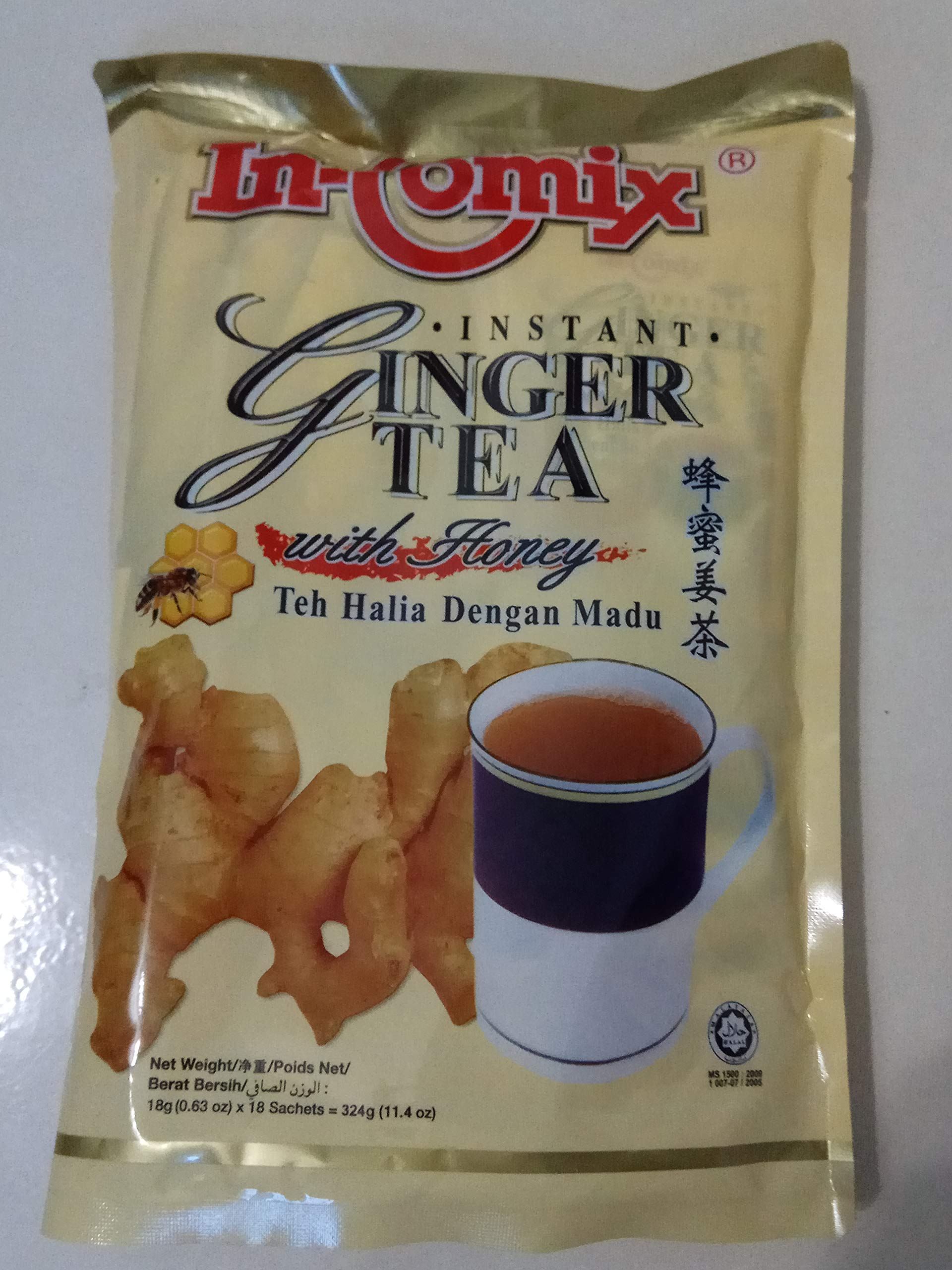 Instant Ginger Tea with Honey 11.4 Ounce, 18 Sachets in 1 Pack