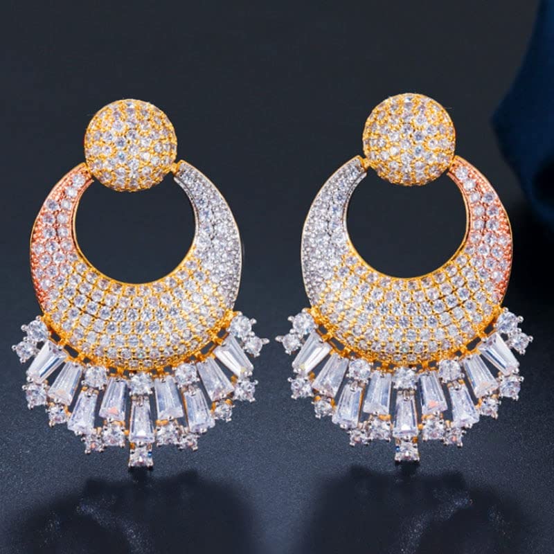 Mixed Plated Color Dubai Copper Stud Earrings for Women's Wedding Bridal Jewelry Brand Zirconia earings Ears