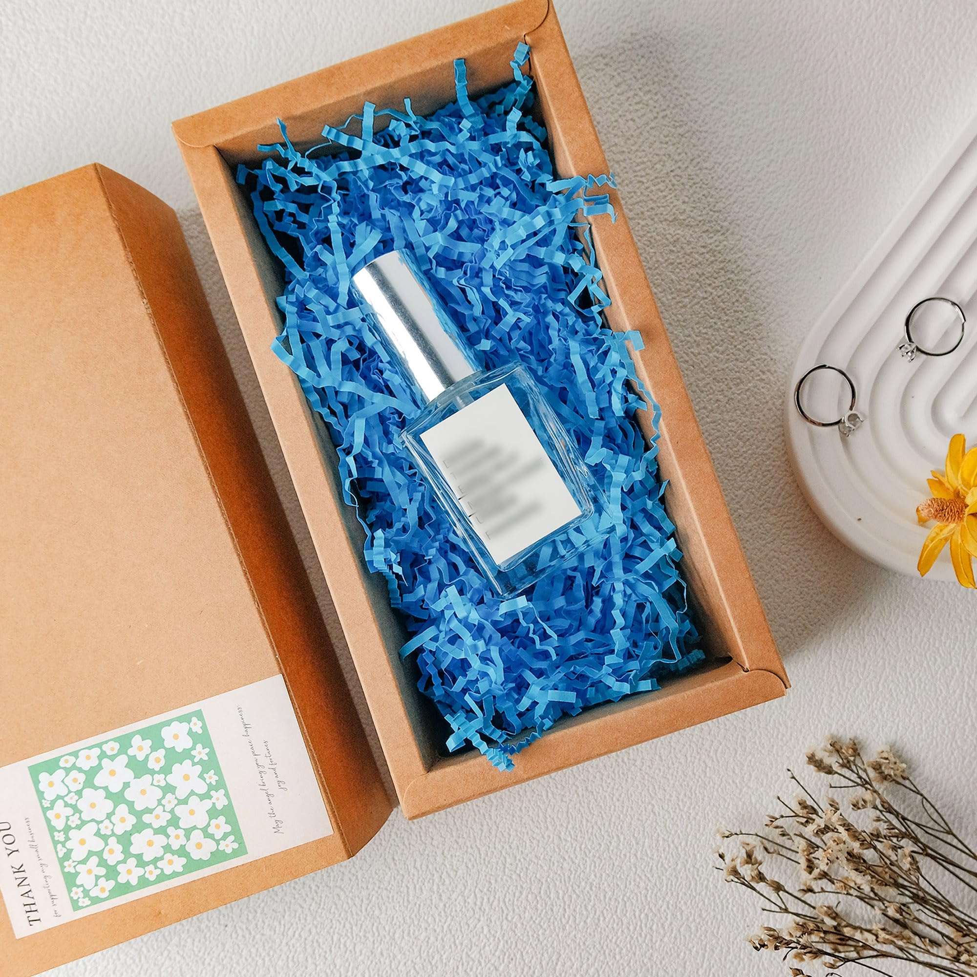 TCAIRG - 4 oz - Blue - Crinkle Cut Paper Shred Filler great for Gift Wrapping, Basket Filling, Birthdays, Weddings, Anniversaries, Valentines Day, and other occasions