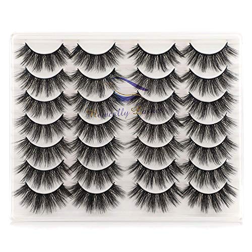 Newcally Lashes False Eyelashes Dramatic 20MM Faux Mink Lashes Pack 14 Pairs Wispy Long Thick Fluffy Strip Eye Lashes Multipack